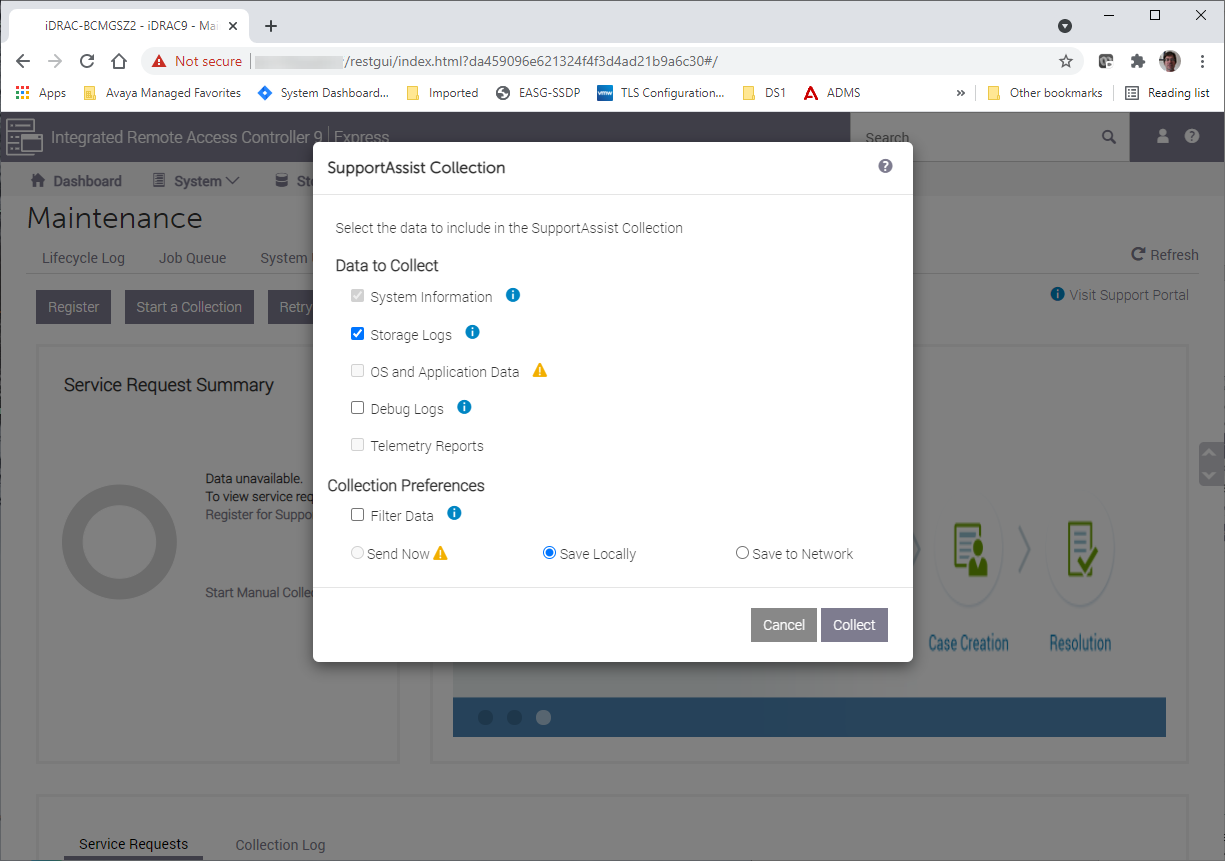 Collecting an iDRAC Support Assist file